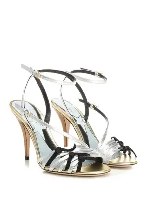 Valentino Garavani Strappy Knot Detailed Sandals - Silver