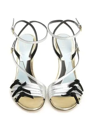 Valentino Garavani Strappy Knot Detailed Sandals - Silver