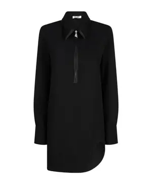 Attico Long-sleeve Zip-up Mini Dress - Black