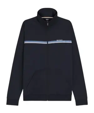 Hugo Boss Long-sleeved Zip-up Jacket With Stand Collar - Black