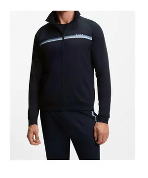 Hugo Boss Long-sleeved Zip-up Jacket With Stand Collar - Black