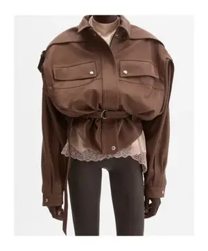 Magda Butrym Belted Leather Jacket - Brown
