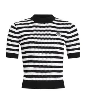 PATOU Striped Ribbed Knit Sweater - Red