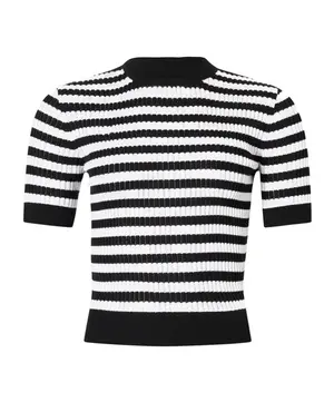 PATOU Striped Ribbed Knit Sweater - Black