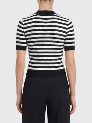 PATOU Striped Ribbed Knit Sweater - Black