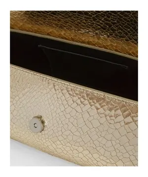 JIL SANDER Crackled Foldover Clutch Bag - Platinum