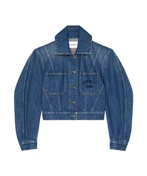 Givenchy Cropped Denim Jacket With Embroidered Patch - Medium Blue