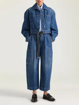 Givenchy Cropped Denim Jacket With Embroidered Patch - Medium Blue