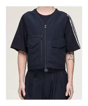Y3 Sleeveless Pocket Vest With Zip-up Closure - Black