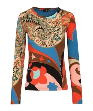 Etro Paisley Print Long Sleeve Top