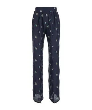 FORTE_FORTE Floral Embroidered High Waisted Wide Leg Trousers - Black