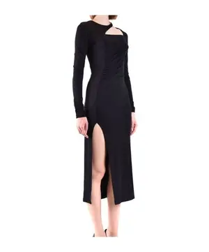 DONDUP Long Sleeve Dress With Neckline Ring And Ruching