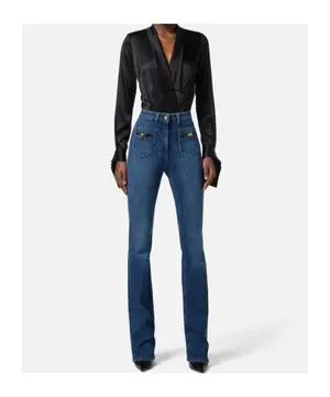 Elisabetta Franchi Satin Bodysuit With Shawl Lapel