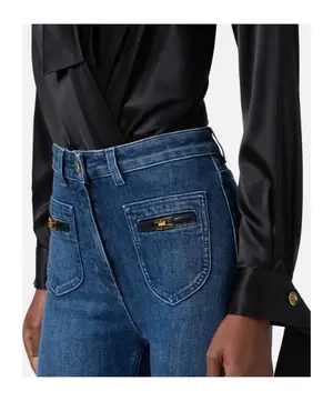 Elisabetta Franchi Satin Bodysuit With Shawl Lapel