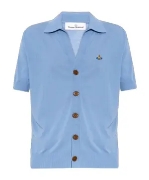 VIVIENNE WESTWOOD Buttoned Short-sleeve Knitted Sweater - Blue