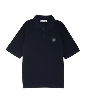 Stone Island Logo Patch Short-sleeve Polo Shirt - Navy