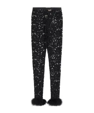 Valentino Garavani Lace Leggings With Feather Embellishments