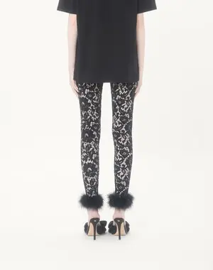 Valentino Garavani Lace Leggings With Feather Embellishments