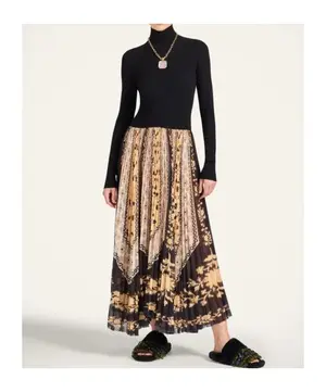La DoubleJ Moondance Pleated Knit Maxi Dress - Black