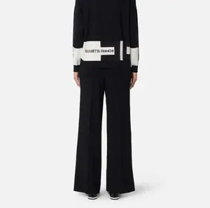 Elisabetta Franchi Wide Leg Trousers With Logo Detail