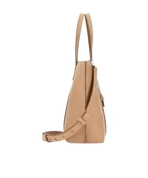 Hogan Logo Embossed Top Handle Bag - Beige
