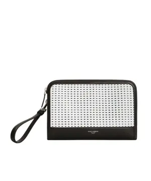 Dolce & Gabbana Woven Panel Wristlet Bag - White
