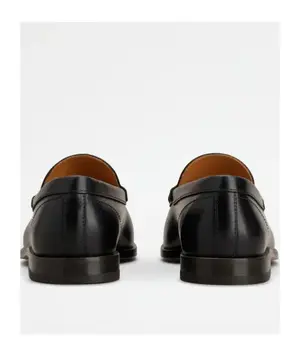 TOD'S Calfskin Leather Penny Loafers - Black