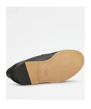 TOD'S Calfskin Leather Penny Loafers - Black