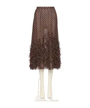 Valentino Garavani Polka Dot Printed Ruffled Midi Skirt