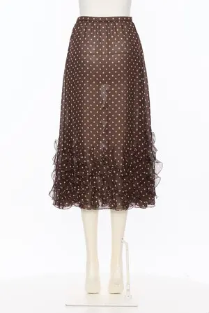 Valentino Garavani Polka Dot Printed Ruffled Midi Skirt