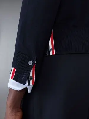 Thom Browne V-neck Knitted Cardigan With Stripes