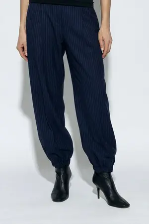Moschino High-waisted Striped Wide-leg Trousers - Black