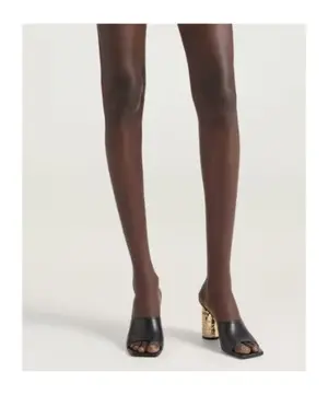 Givenchy Tape Heeled Mules With Gold Metal Heel - Black