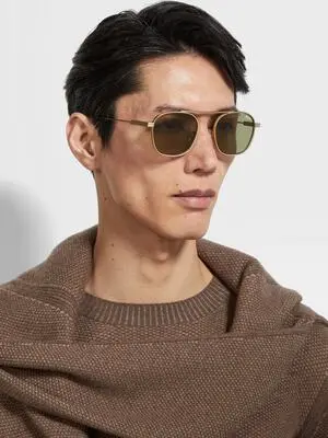 Zegna Pilot Frame Sunglasses - Nude