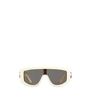Gucci Rectangular Frame Sunglasses With Double G Detail - Ivory