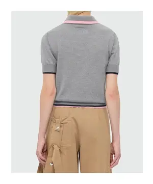 MSGM Contrast Trim Knit Polo Shirt