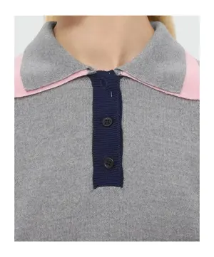 MSGM Contrast Trim Knit Polo Shirt