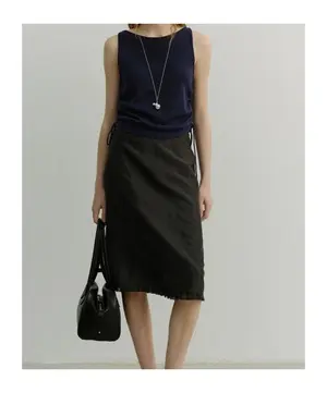 DUNST Sleeveless Knit Top With Drawstring Detail - Navy