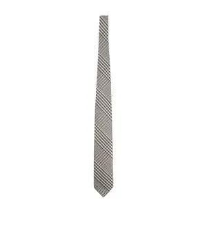 TOM FORD Houndstooth Checked Neck Tie - Gray
