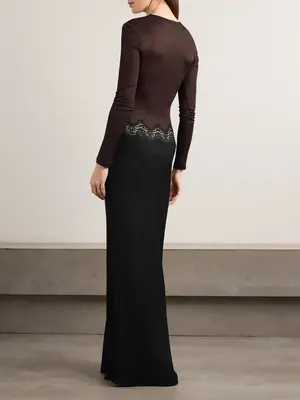 Christopher Esber Lace Trimmed Ribbed Knit Maxi Dress