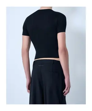 RIER Ribbed-knit Short-sleeved T-shirt
