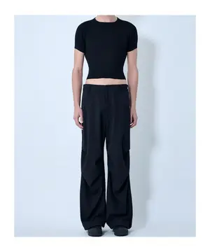RIER Ribbed-knit Short-sleeved T-shirt
