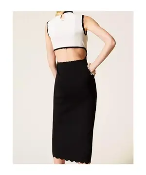 TWINSET Sleeveless Colorblock Dress With Cutout Details