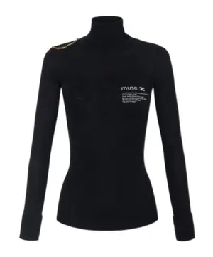 Elisabetta Franchi Turtleneck Knitted Top With Golden Hardware