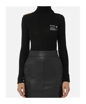 Elisabetta Franchi Turtleneck Knitted Top With Golden Hardware