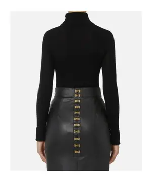 Elisabetta Franchi Turtleneck Knitted Top With Golden Hardware