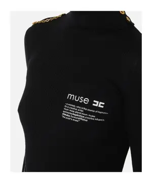Elisabetta Franchi Turtleneck Knitted Top With Golden Hardware