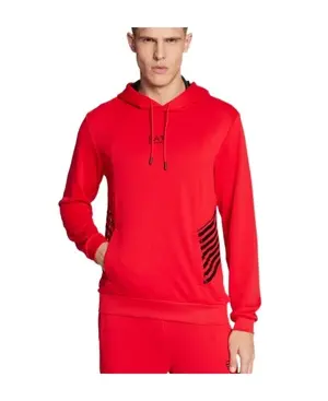 EA7 Logo Drawstring Hoodie - Red