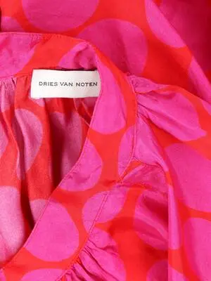 Dries Van Noten Long-sleeved Cover-up With Circular Pattern And Tie Detail