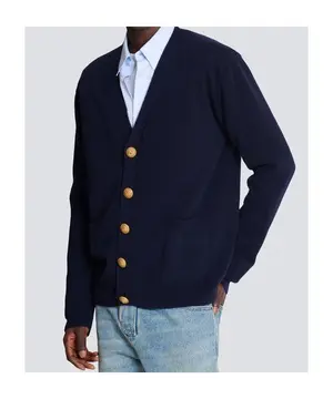 Balmain V-neck Cardigan With Gold Lion Buttons